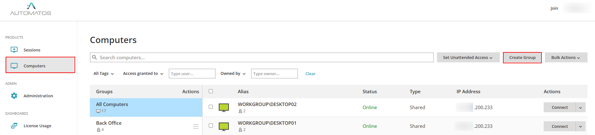 Create Group - Computers Page - Product Documentation
